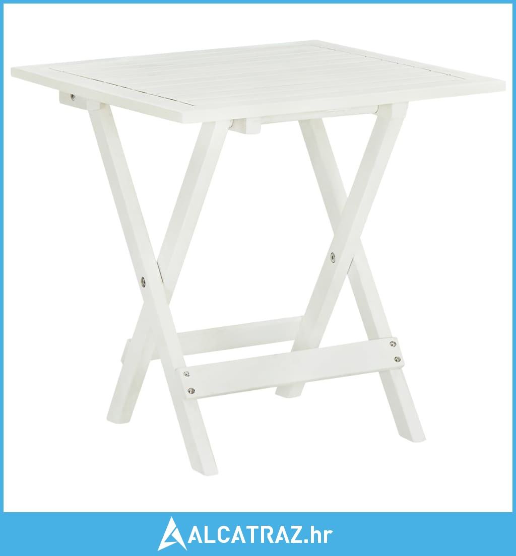 Bistro stol bijeli 46 x 46 x 47 cm masivno bagremovo drvo - NOVO