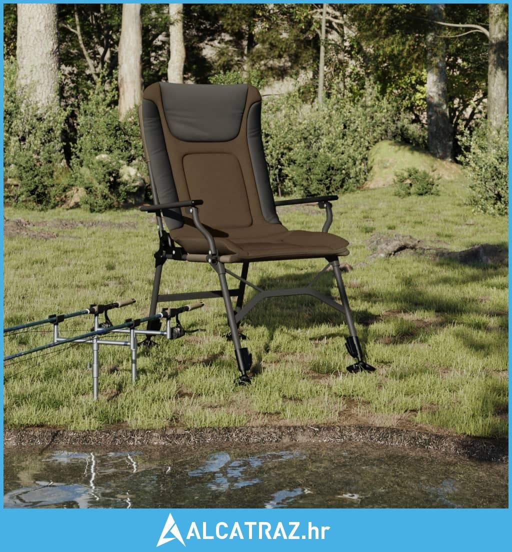 Ribička stolica s naslonima za ruke sklopiva smeđesiva - NOVO