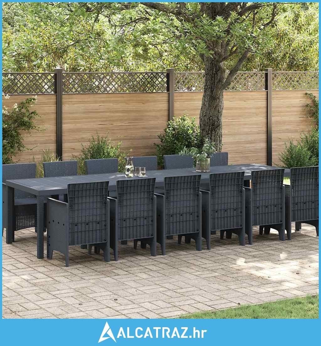 Set za Vrtni Stol za Jelo od 13 dijelova Antracit Poliratan - NOVO