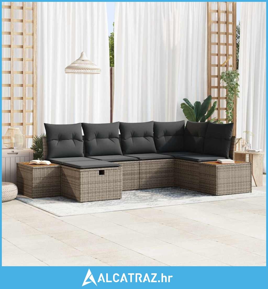 Set vrtnih sofi s jastučićima, siva, poliratan - NOVO