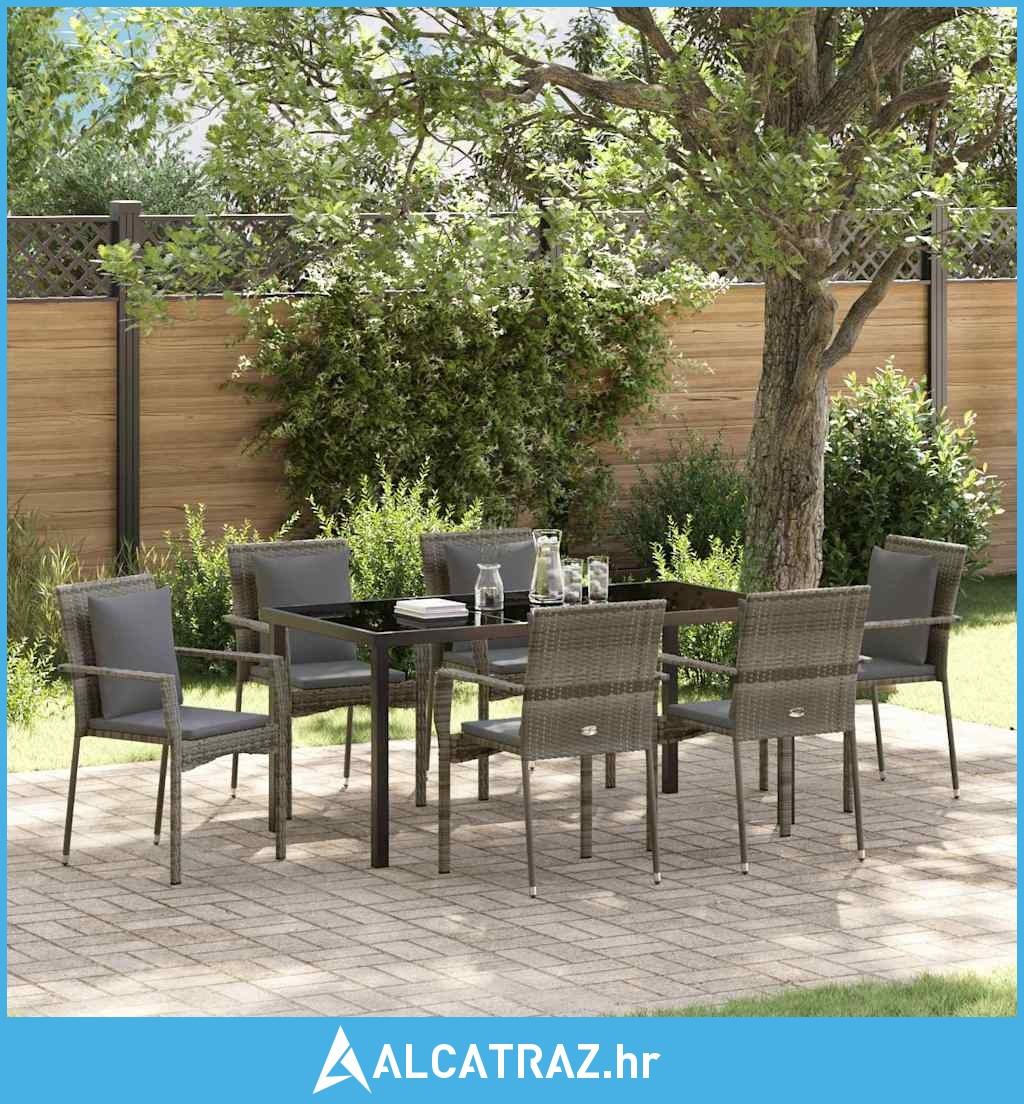 Set Vrtnih Stolica s Jastučićem Siva Poliratan - NOVO