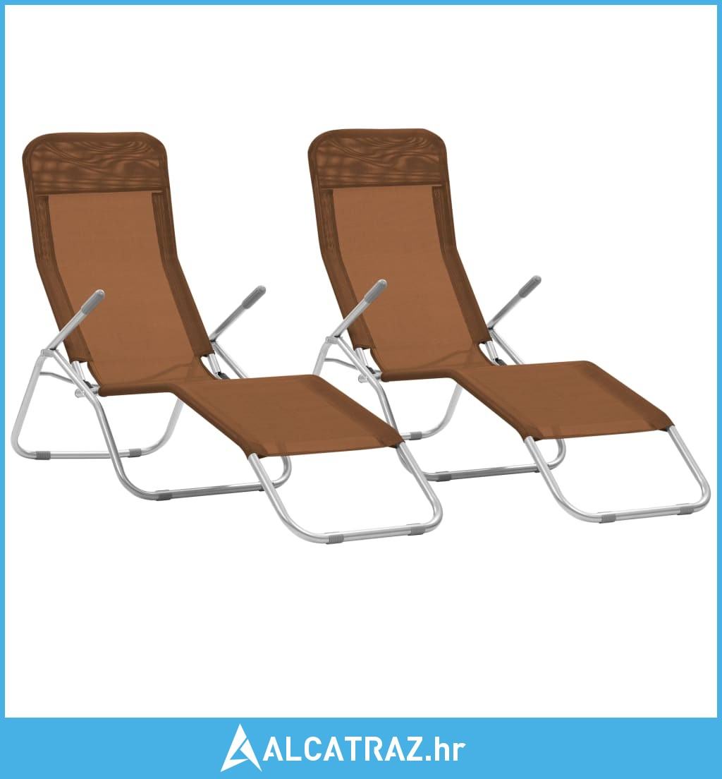 Sklopive ležaljke za sunčanje od tekstilena 2 kom smeđe - NOVO