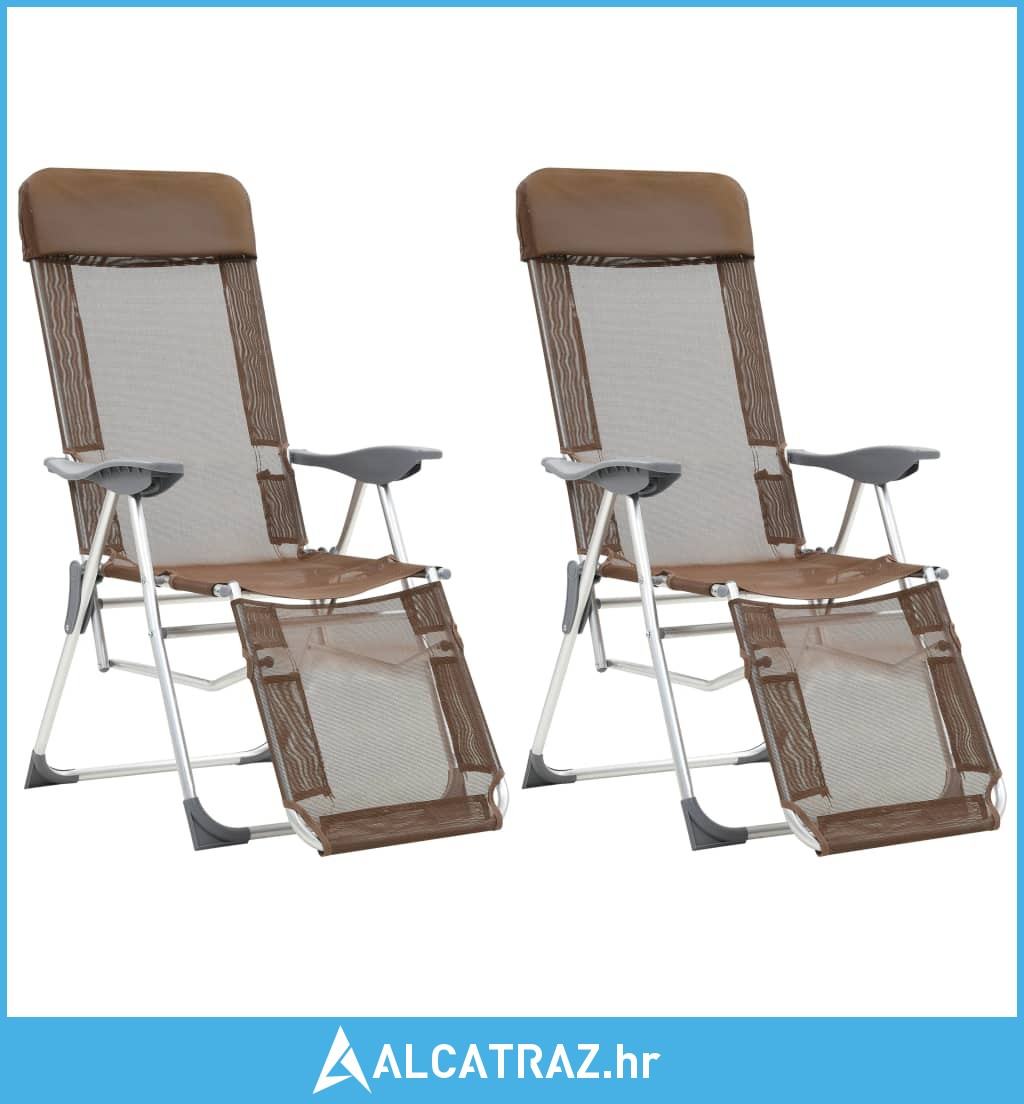 Sklopive stolice za kampiranje s osloncima za noge 2 kom smeđe - NOVO