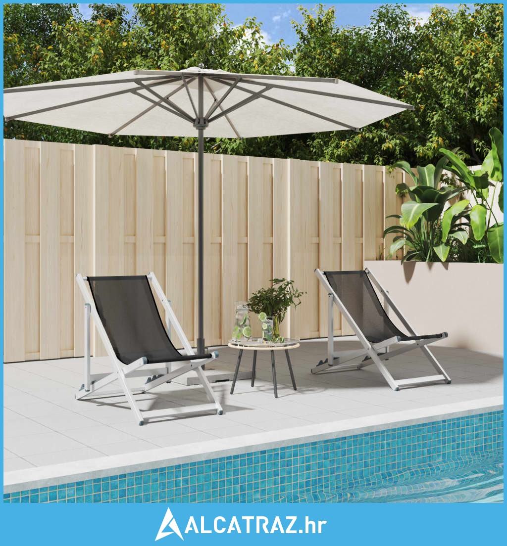 Sklopive stolice za plažu 2 kom sive od aluminija i tekstilena - NOVO