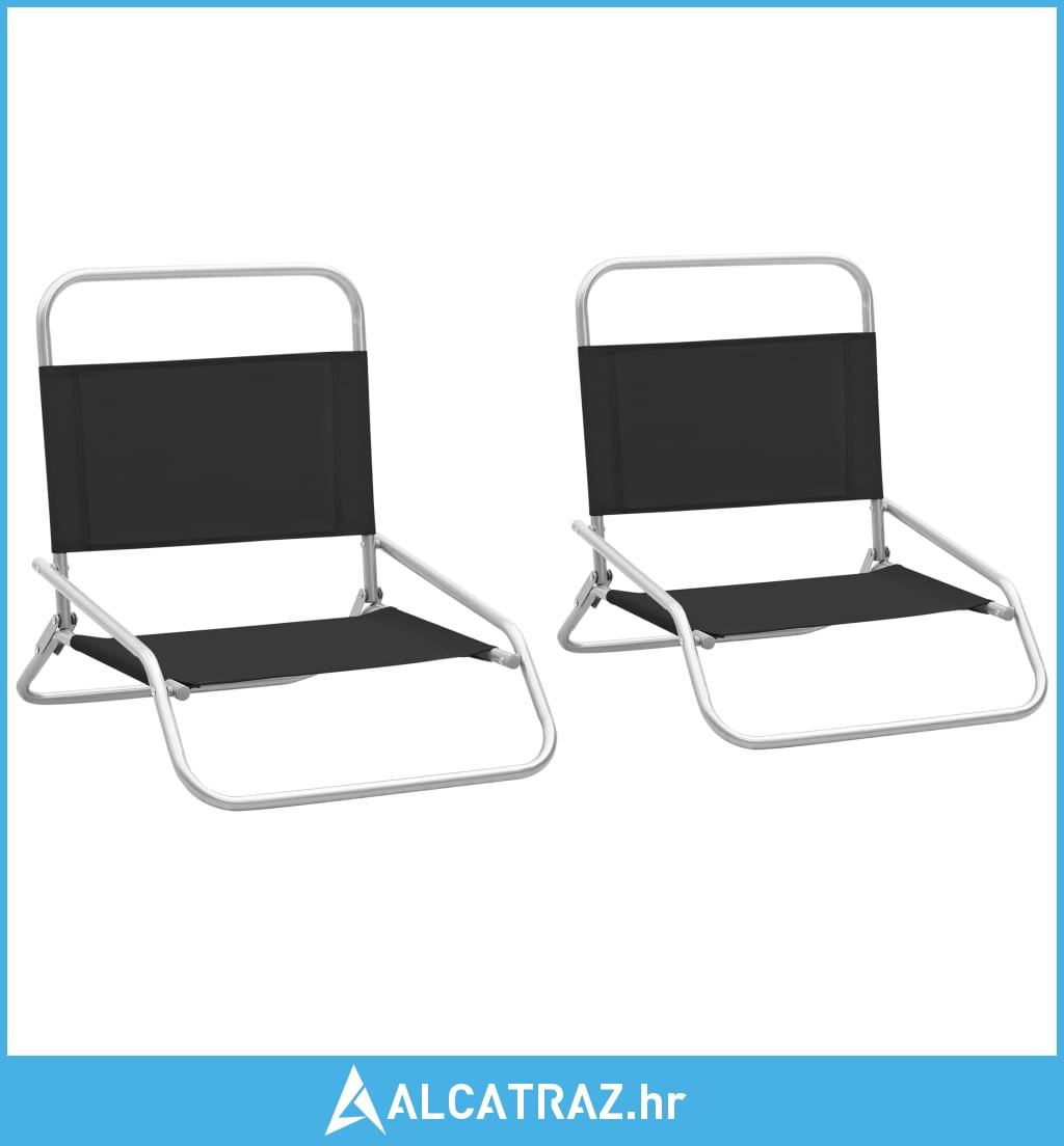 Sklopive stolice za plažu od tkanine 2 kom crne - NOVO