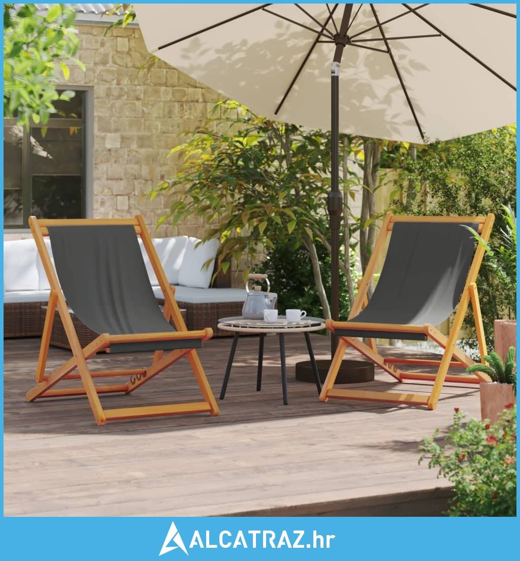 Sklopive stolice za plažu od tkanine 2 kom sive - NOVO