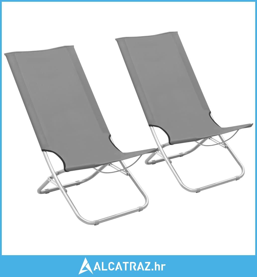 Sklopive stolice za plažu od tkanine 2 kom sive - NOVO
