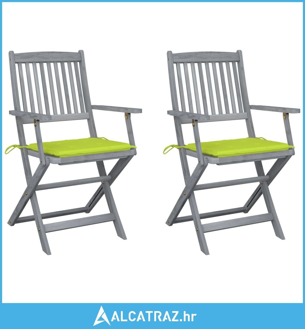 Sklopive vrtne stolice s jastucima 2 kom masivno bagremovo drvo - NOVO