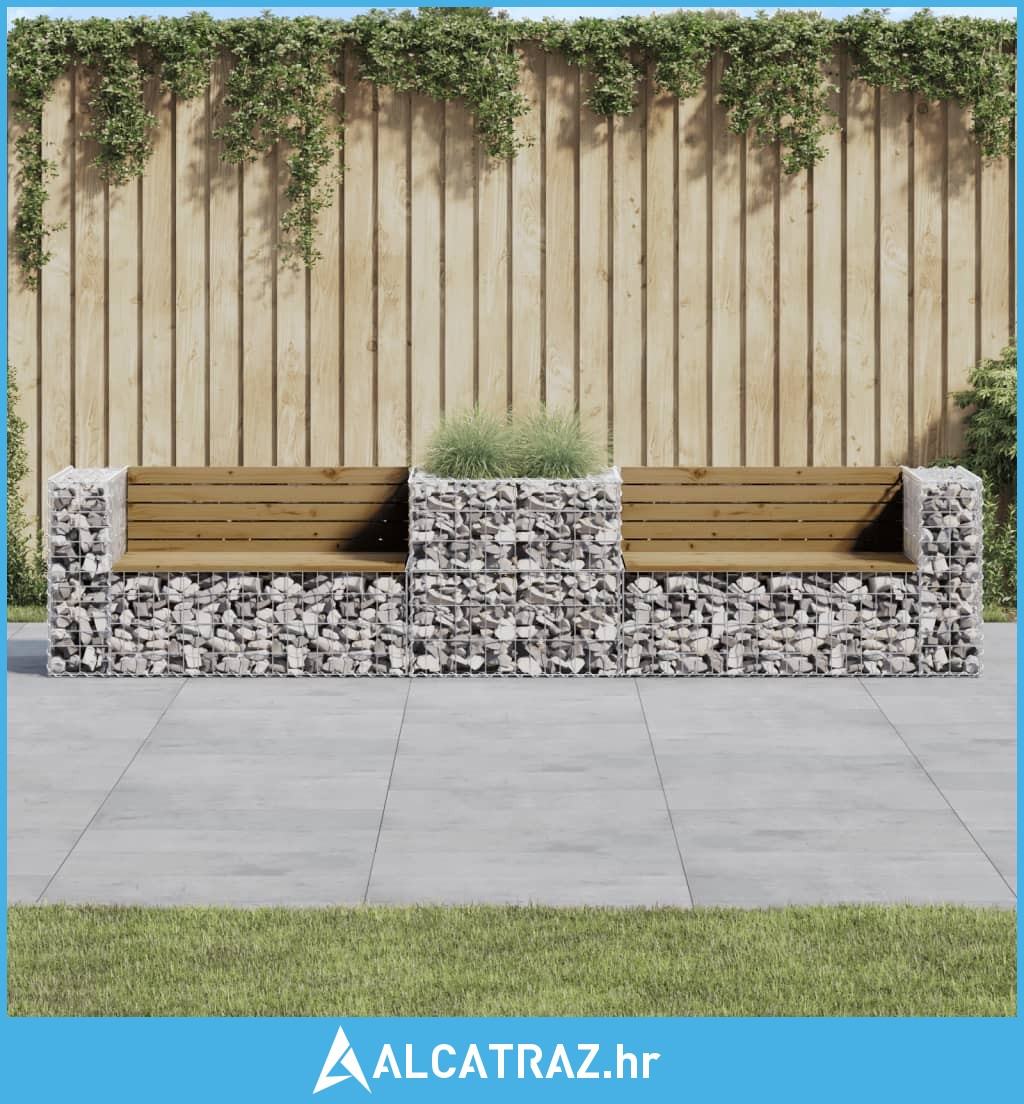 Vrtna klupa s gabionskom košarom od impregnirane borovine - NOVO