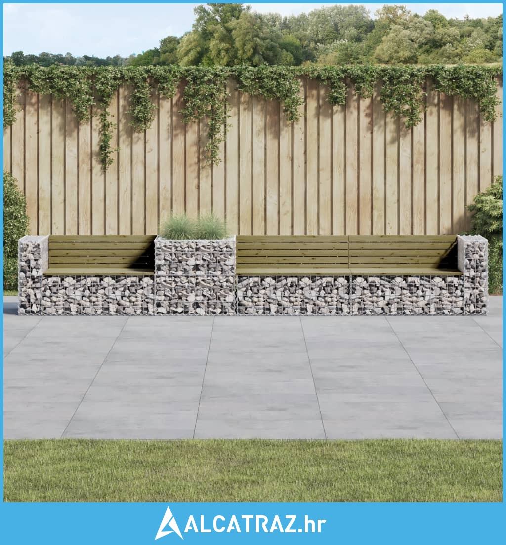Vrtna klupa s gabionskom košarom od impregnirane borovine - NOVO