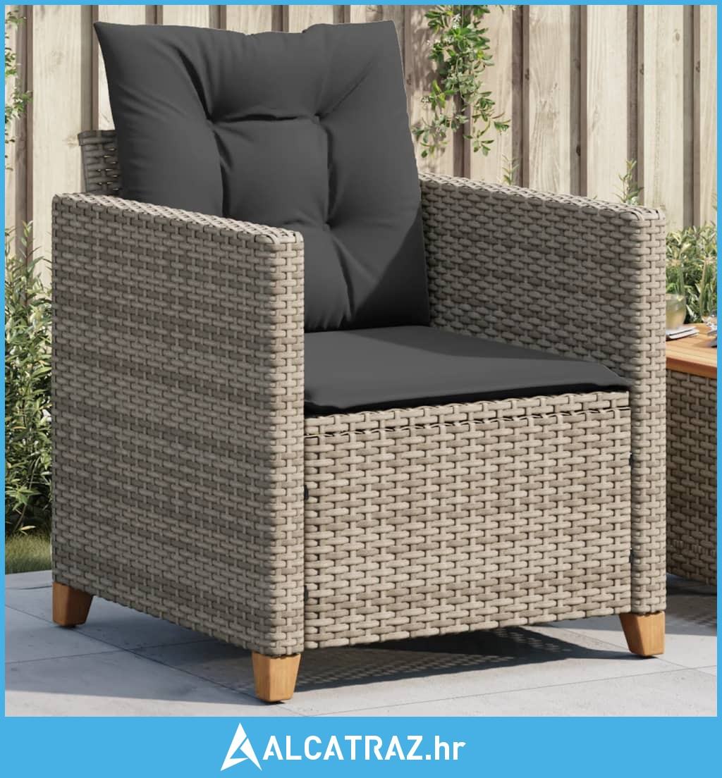 Vrtna stolica s jastucima sivi poliratan - NOVO