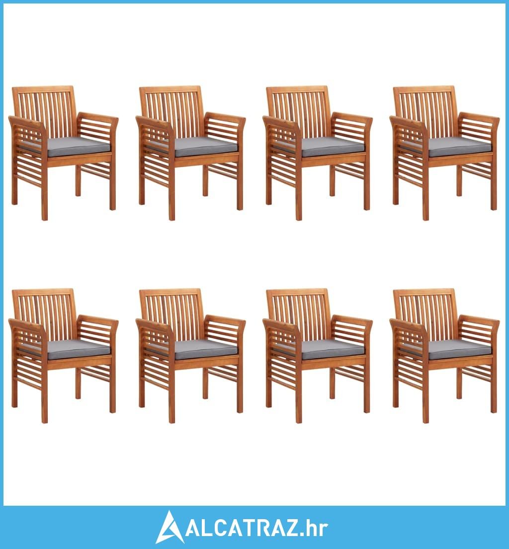 Vrtne blagovaonske stolice s jastucima 8 kom od bagremovog drva - NOVO