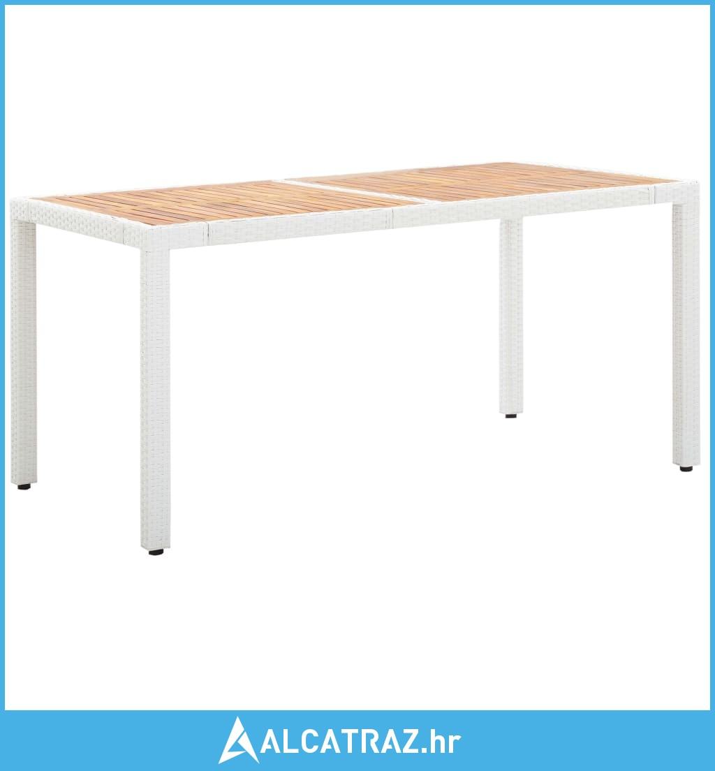 Vrtni stol bijeli 150 x 90 x 75 cm poliratan i masivno bagremovo drvo
