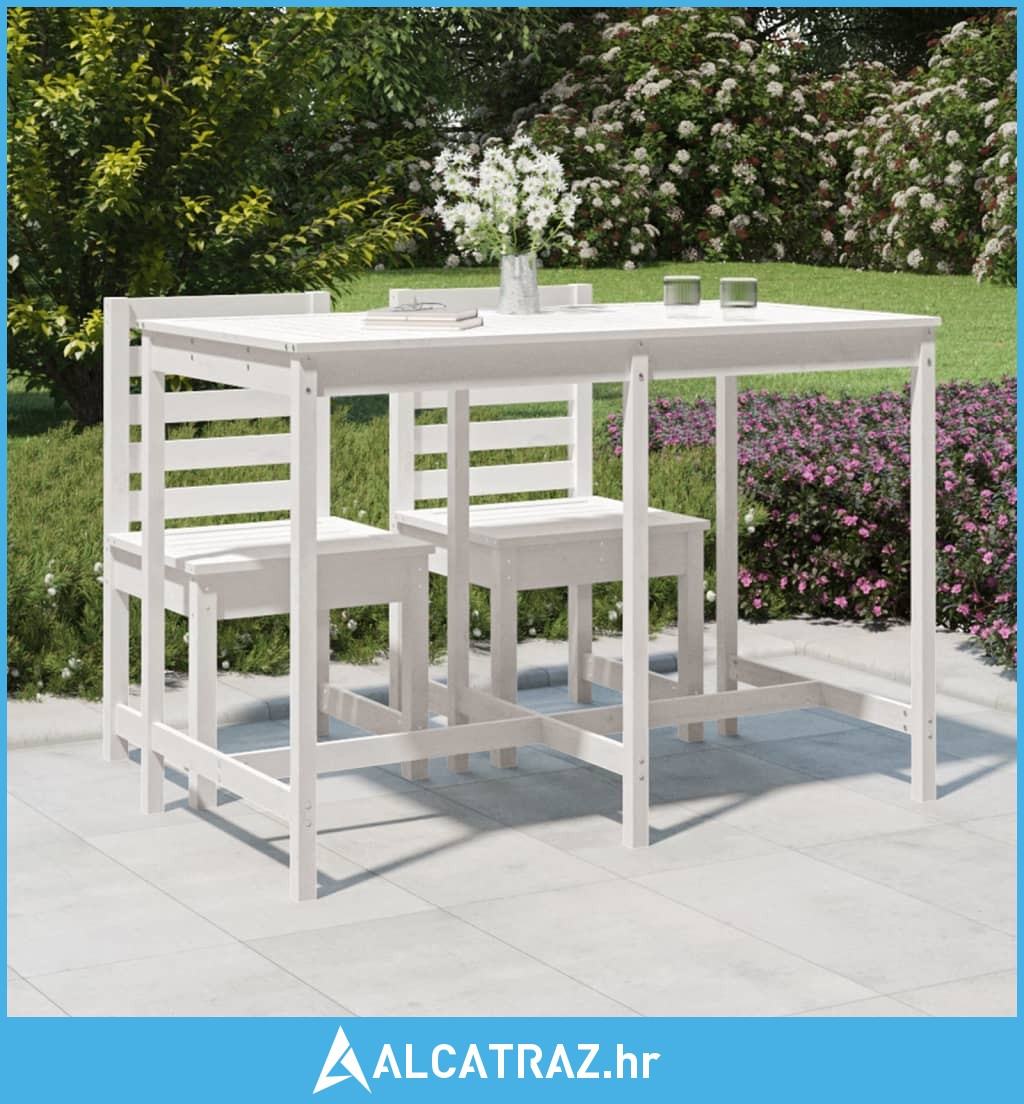 Vrtni stol bijeli 159,5 x 82,5 x 110 cm od masivne borovine - NOVO