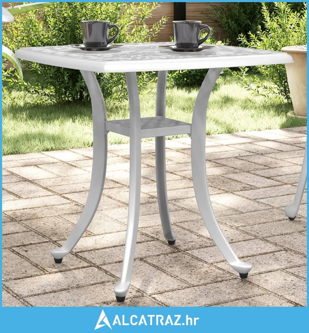 Vrtni stol bijeli 53 x 53 x 53 cm od lijevanog aluminija - NOVO