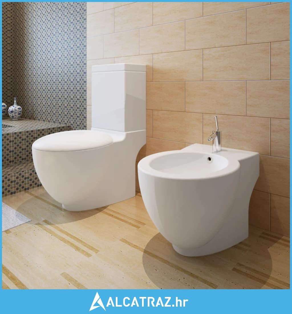 Set toaletne školjke i bidea bijeli keramički - NOVO