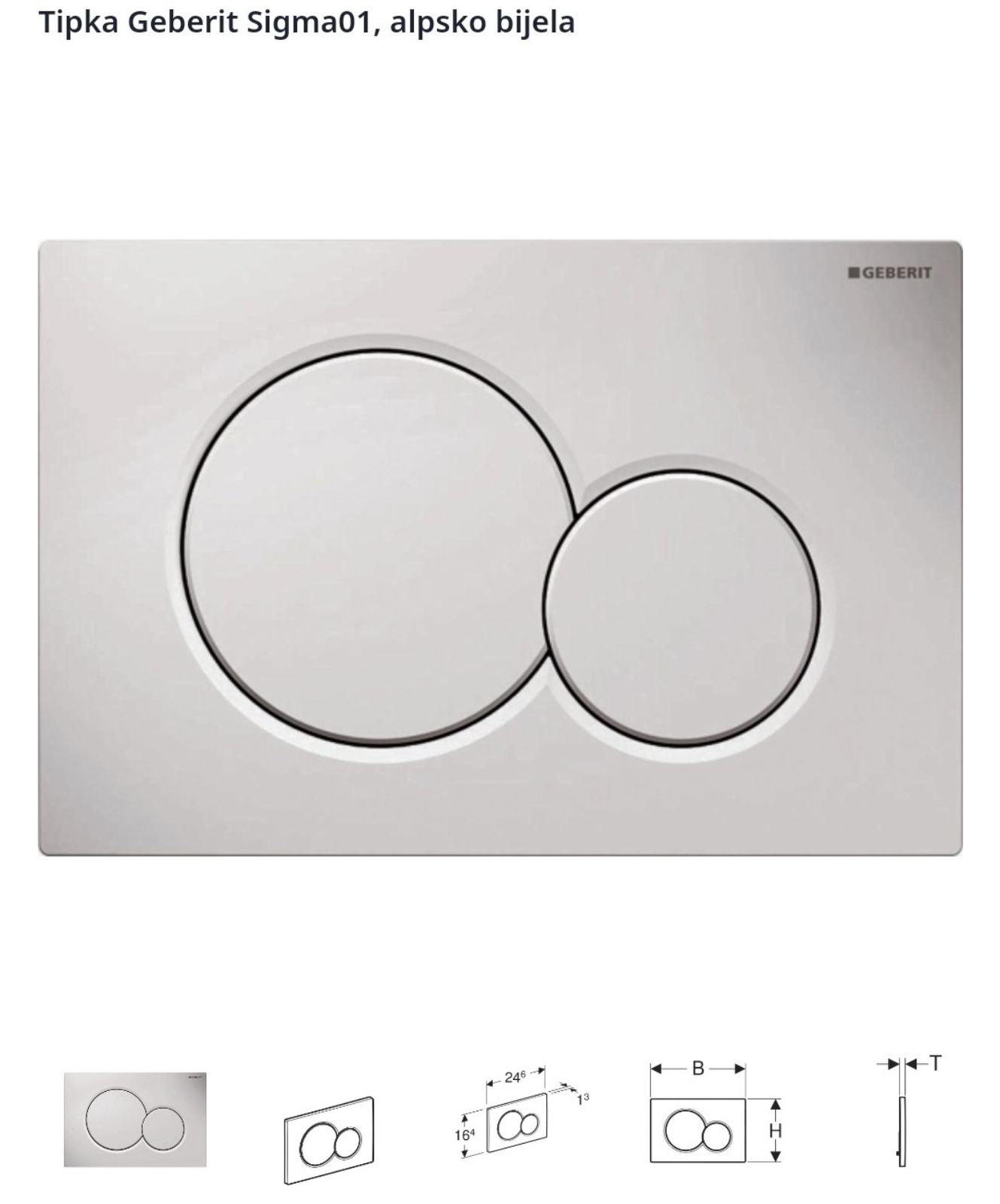 Tipka Geberit Sigma01, alpsko bijela