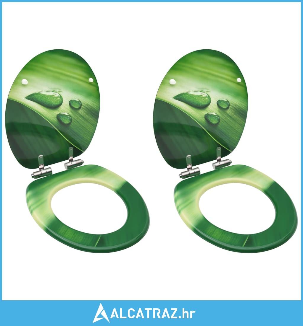 Toaletne daske s poklopcem 2 kom MDF zelene s uzorkom kapi vode - NOVO