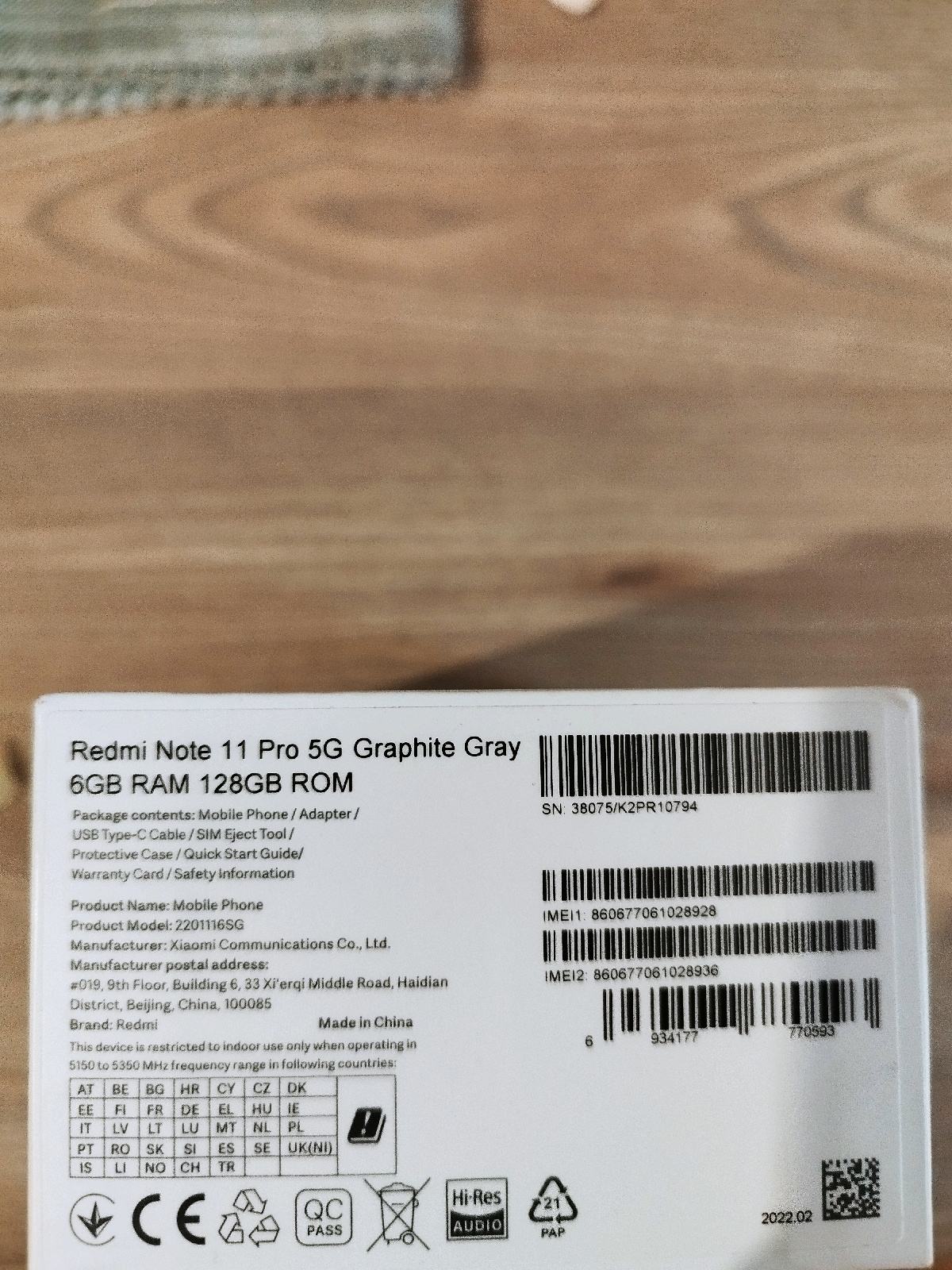 Xiaomi Redmi Note 11 Pro 5g Graphite Gray 6GB 128GB