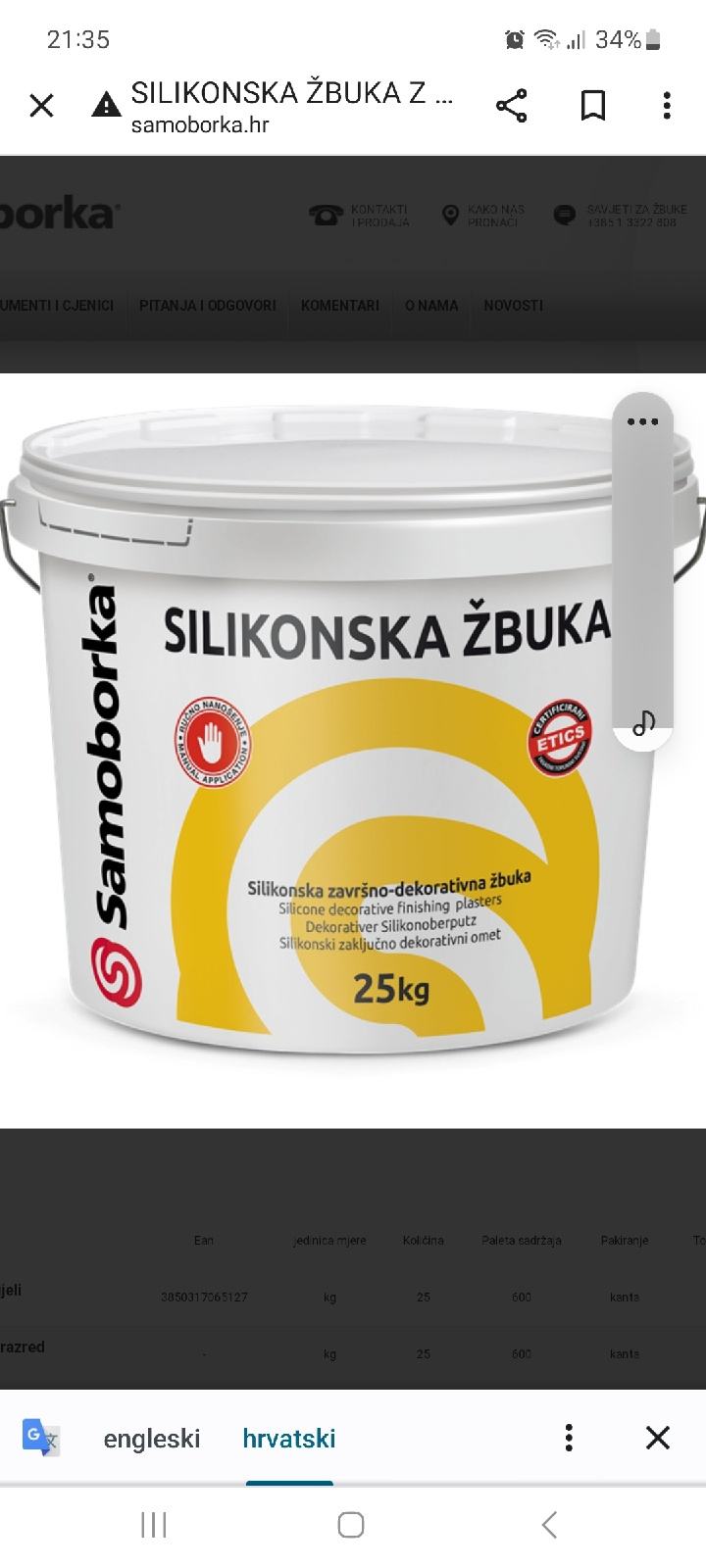 Silikonska žbuka 1,5 mm