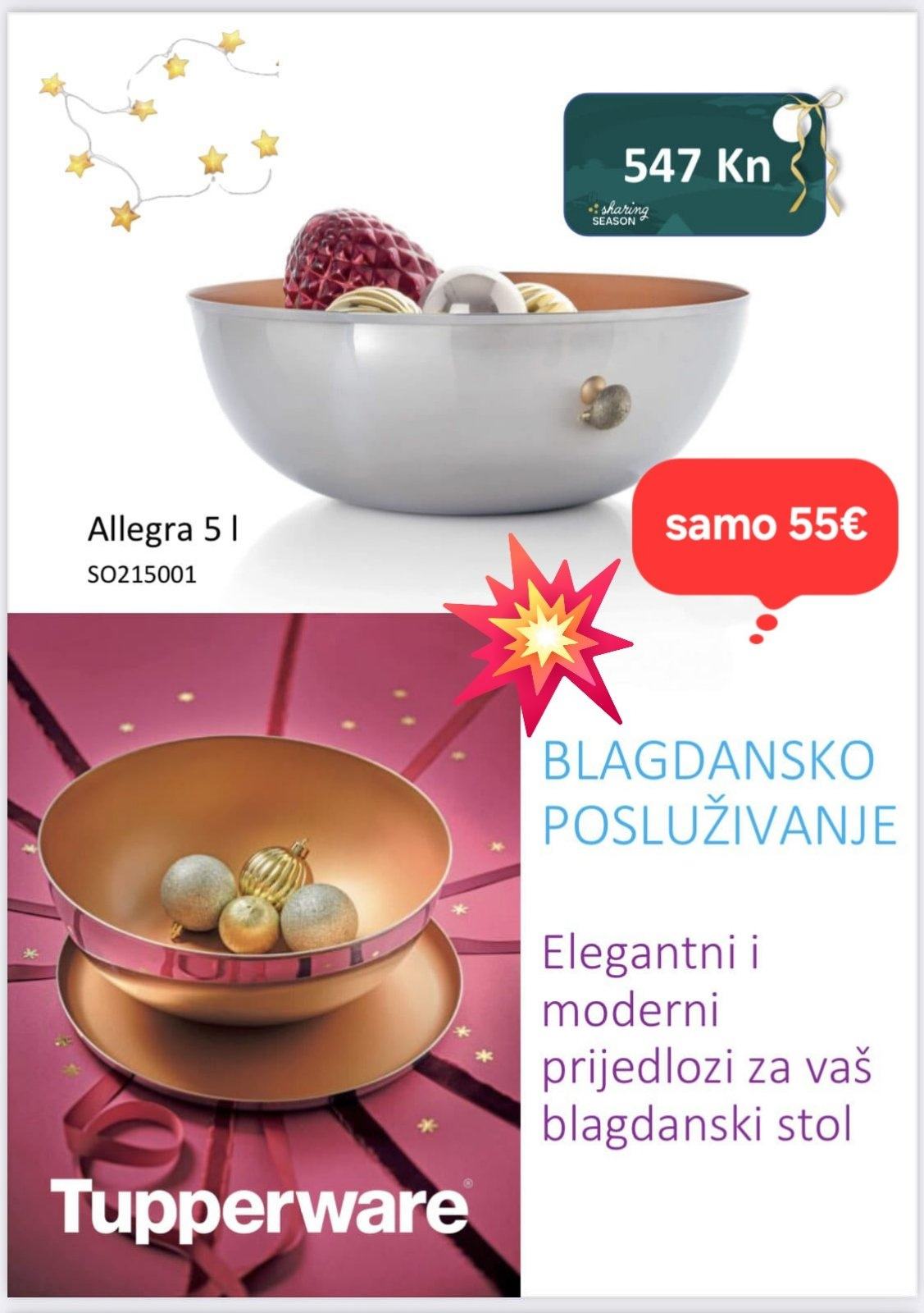 Tupperware Allegra 5l metalna novo