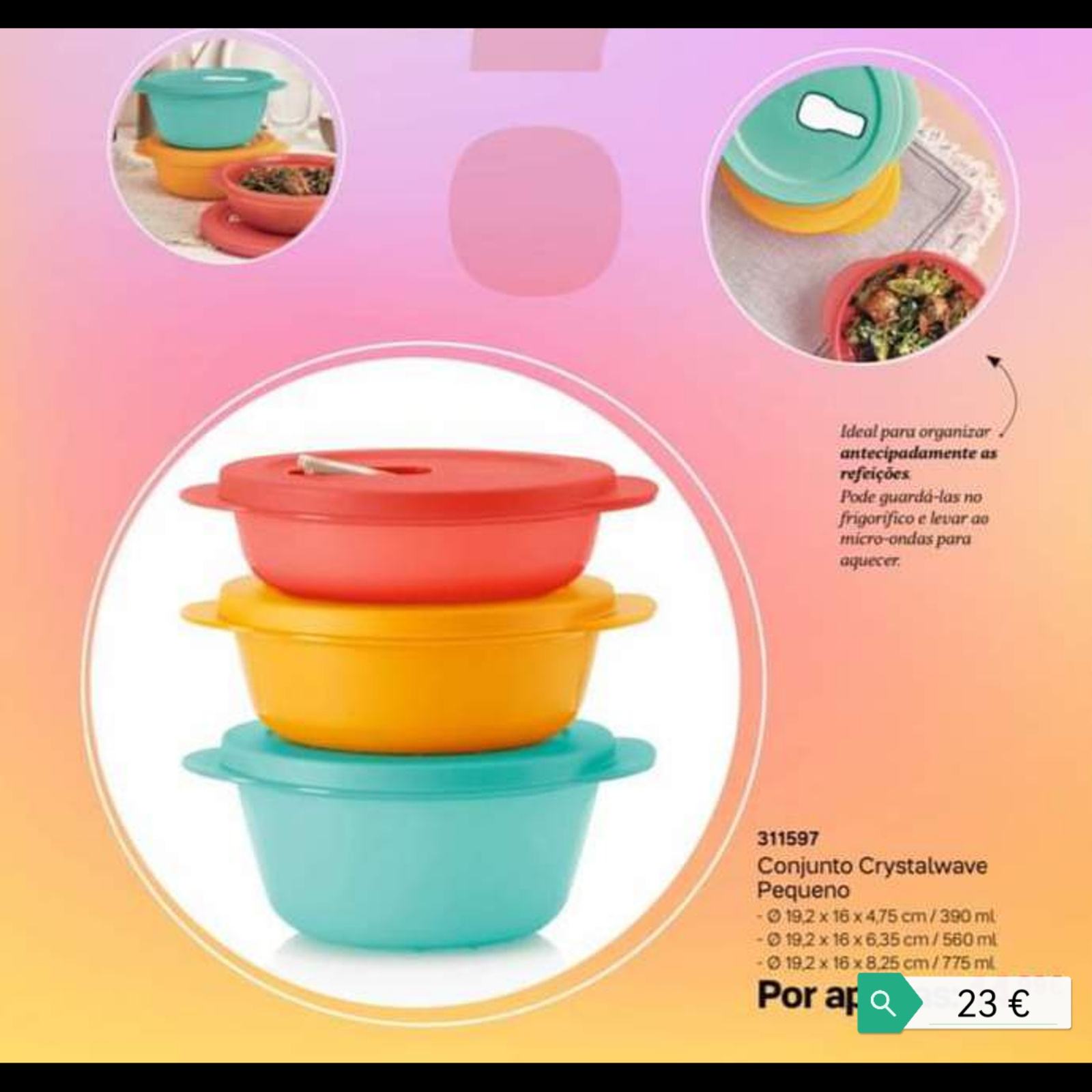 Tupperware CrystalWave set 775 ml, 560 ml i 390 ml