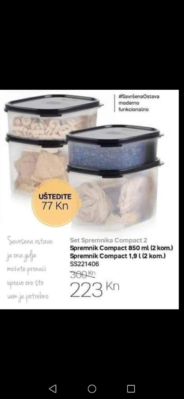 Tupperware set spremnici Compact 2x 850 ml 2x 1,9 l