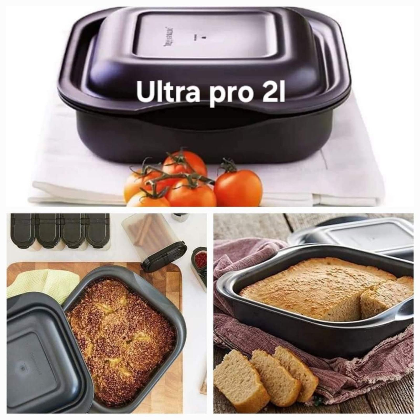 Tupperware Ultra Pro 2l četvrtasti novo crni