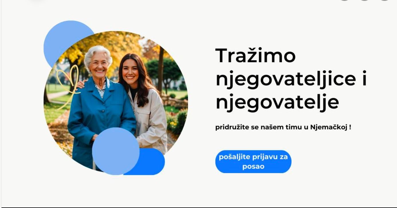 Tražimo njegovateljice i njegovatelje za rad u Njemačkoj (m/ž)