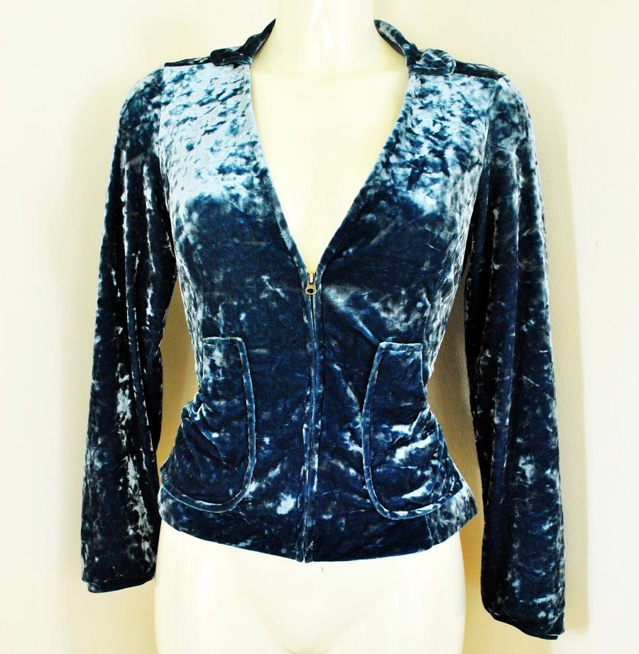Mango Noble Blue Velvet Jacket
