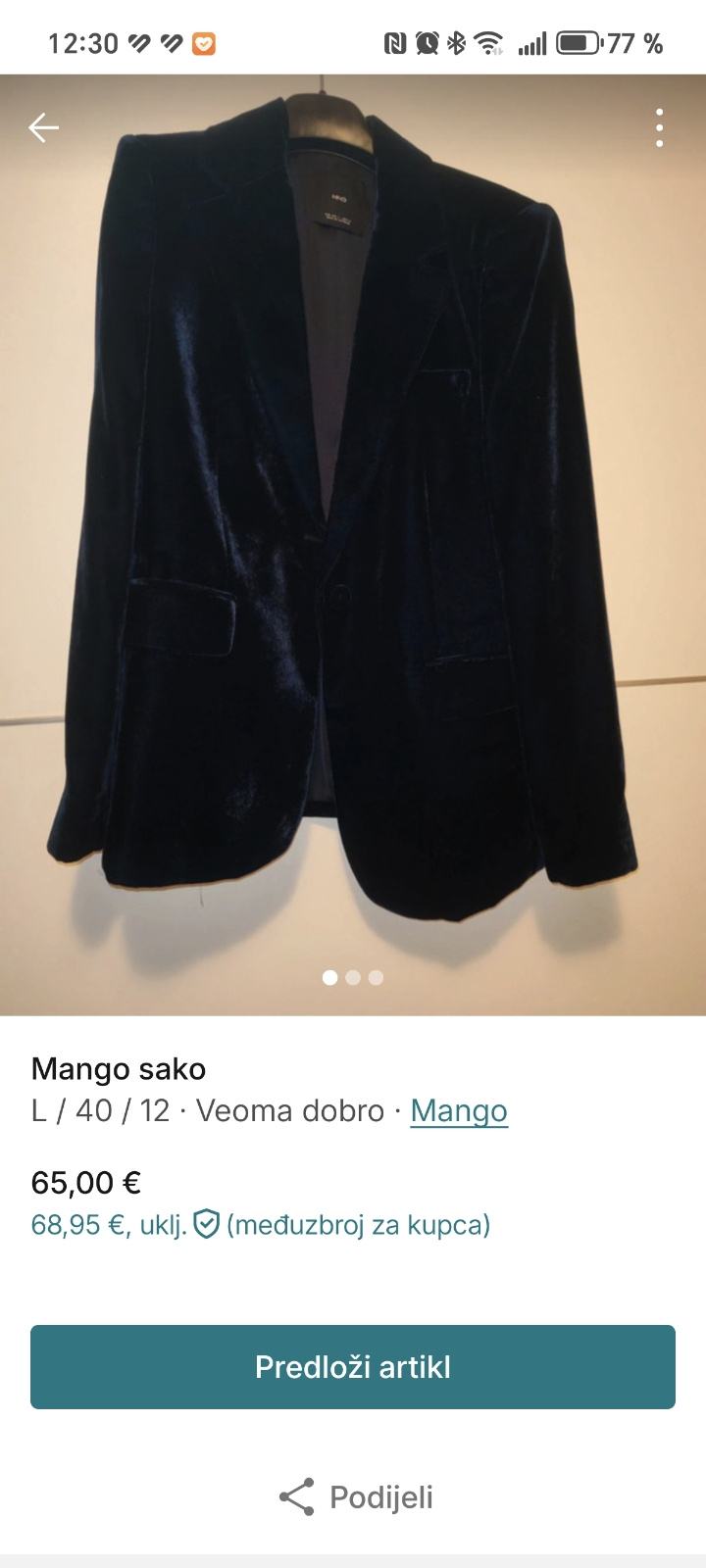 Mango sako od pliša