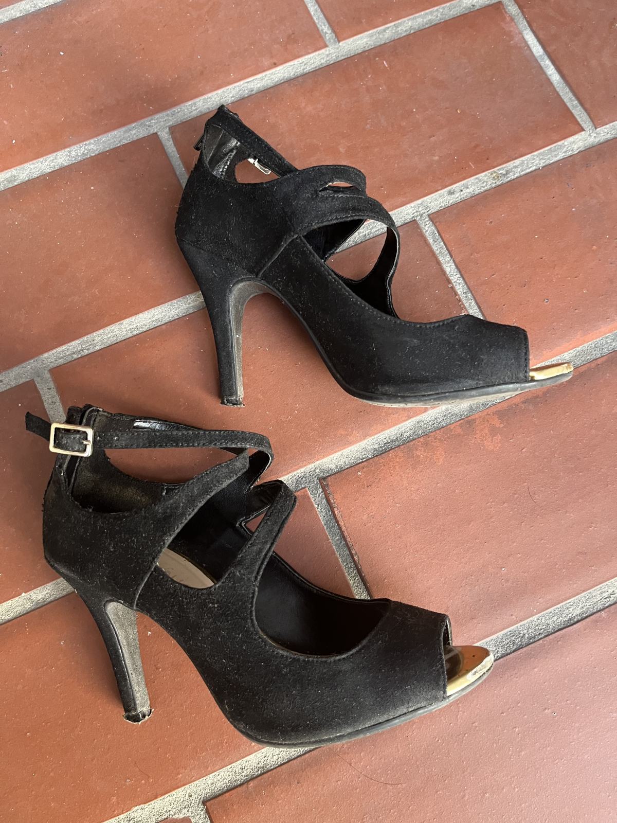 Štikle sandale crne, Deichmann, 36, 11 cm peta, otvorene