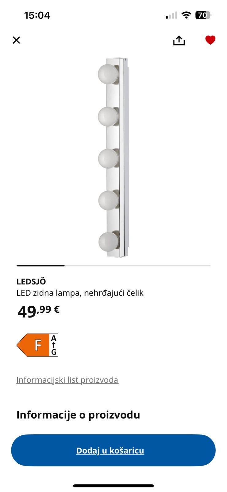Ikea LED zidna lampa
