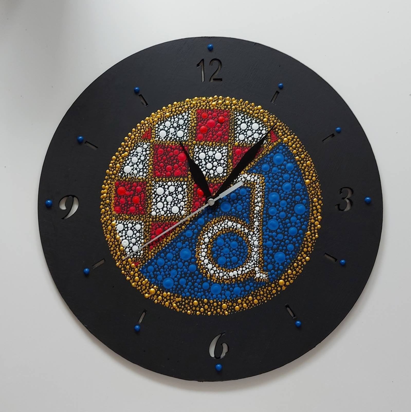 Umjetnički zidni sat Dinamo Zagreb - novo! Ručni rad, unikat