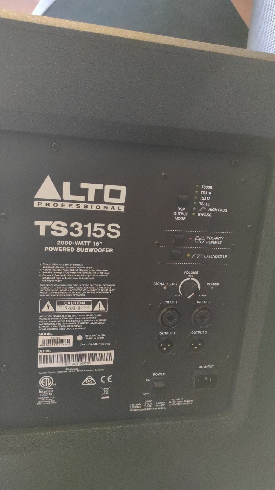 Aktivni sub Alto TS 315S