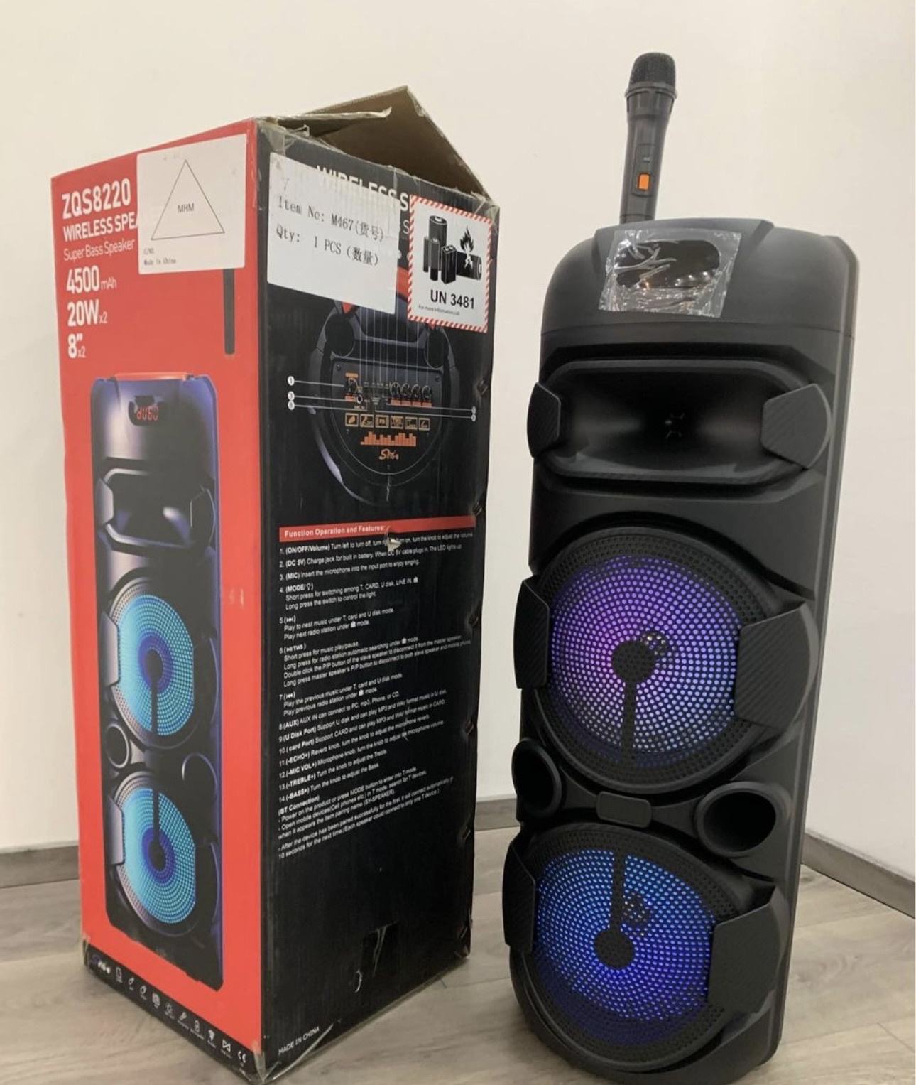 BLUETOOTH ZVUCNIK KARAOKE 2x8 INCHA BEZICNI MIKROFON