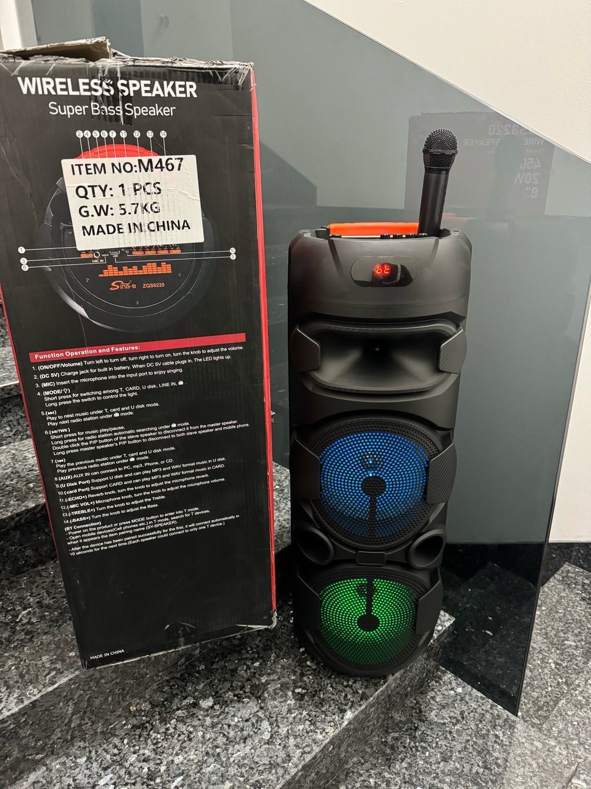 BLUETOOTH ZVUCNIK KARAOKE 2x8 incha BEZICNI MIKROFON